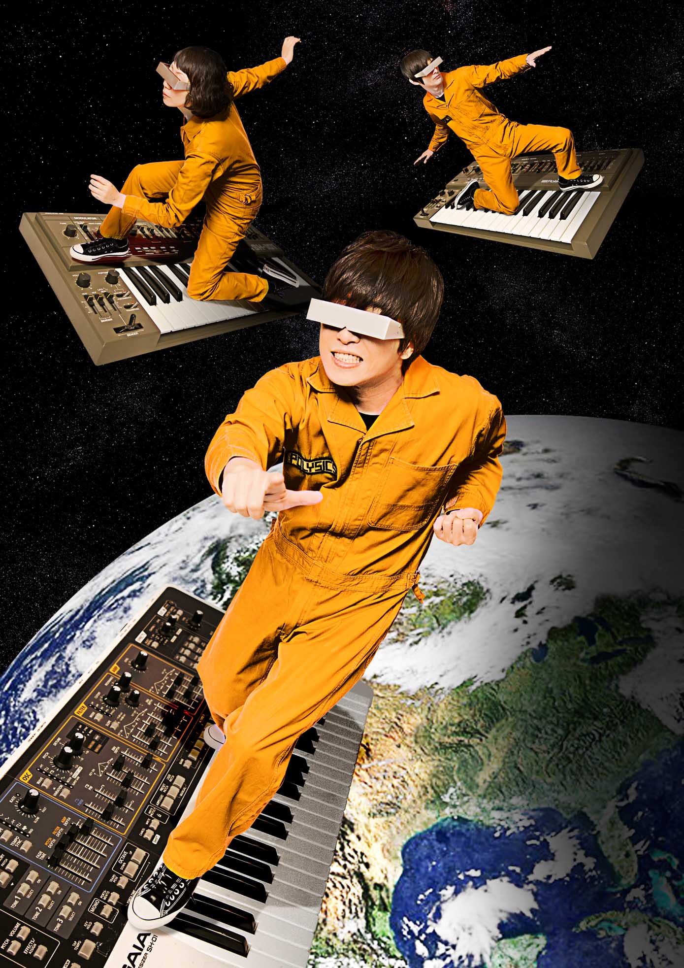 POLYSICS、NEW アルバム『What‘s This???』3月2日発売決定！メンバーがシンセに乗り宇宙を飛ぶ新アー写も公開！｜株式会社ソニー・ミュージックレーベルズのプレスリリース