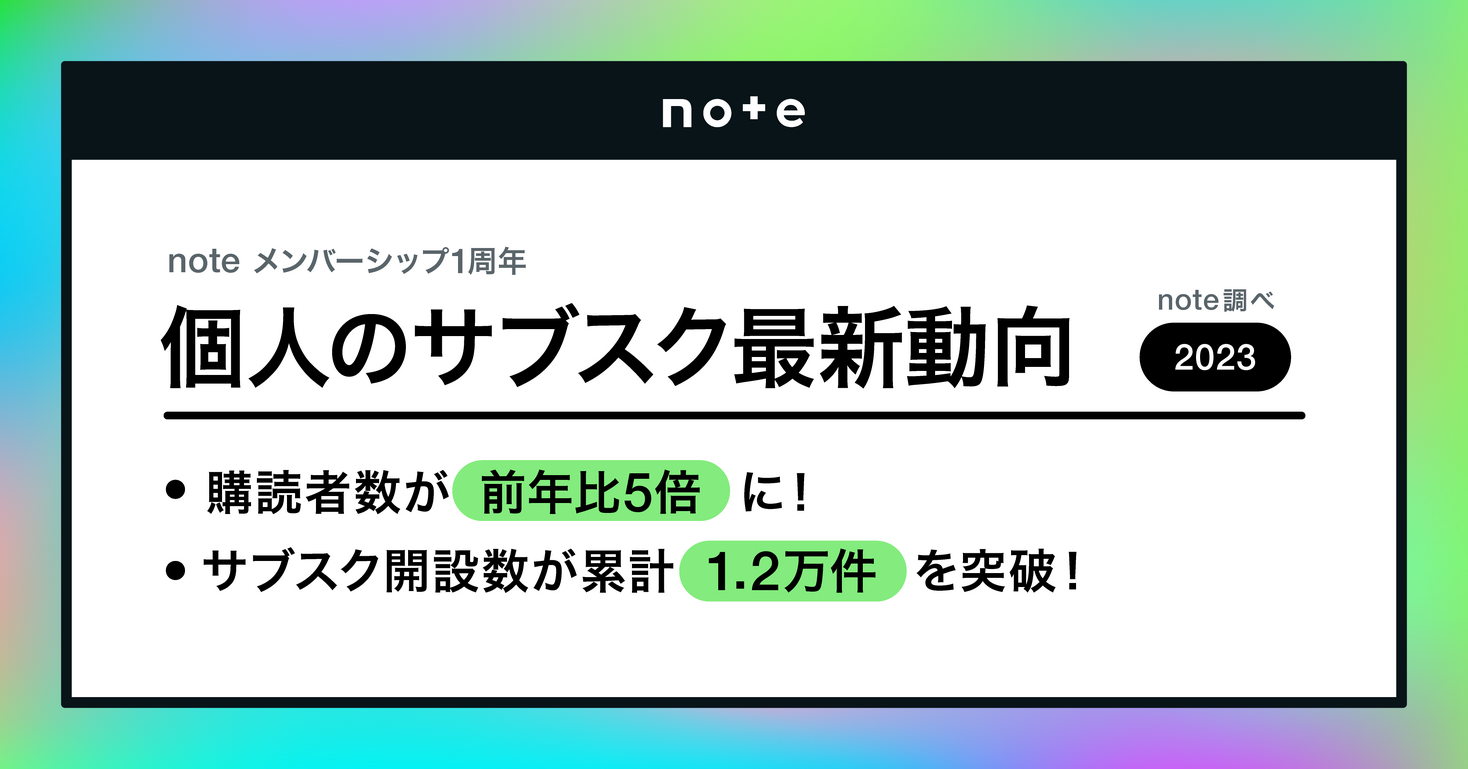 個人が運営するサブスクに関する最新動向を発表｜note株式会社のプレスリリース