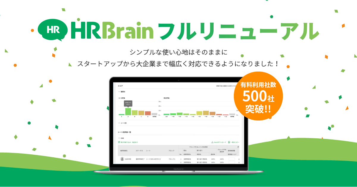 導入社数500社突破の「HRBrain」がフルリニューアル、カスタマイズ性やセキュリティ面などが大幅改善｜株式会社HRBrainのプレスリリース
