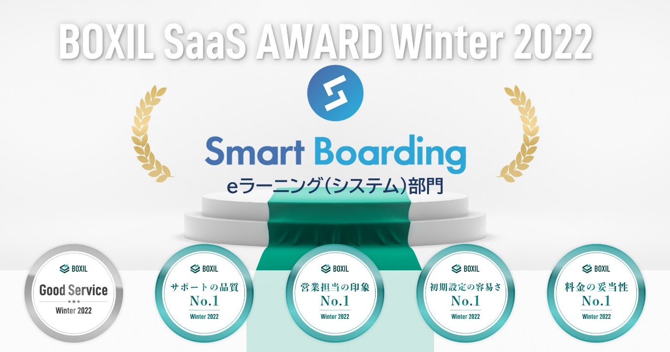 【4つのNo.1に選出】Smart Boardingが「BOXIL SaaS AWARD Winter 2022」eラーニング(システム)部門で「Good Service」など4つのNo.1に ...