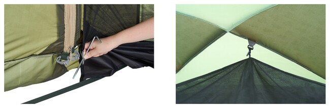 簡単取り付けで2ルームが3ルームテントになるオプションアイテム「neos/Tradcanvasデビルブロックルーム ST-BC(ドゥーブルXL ...