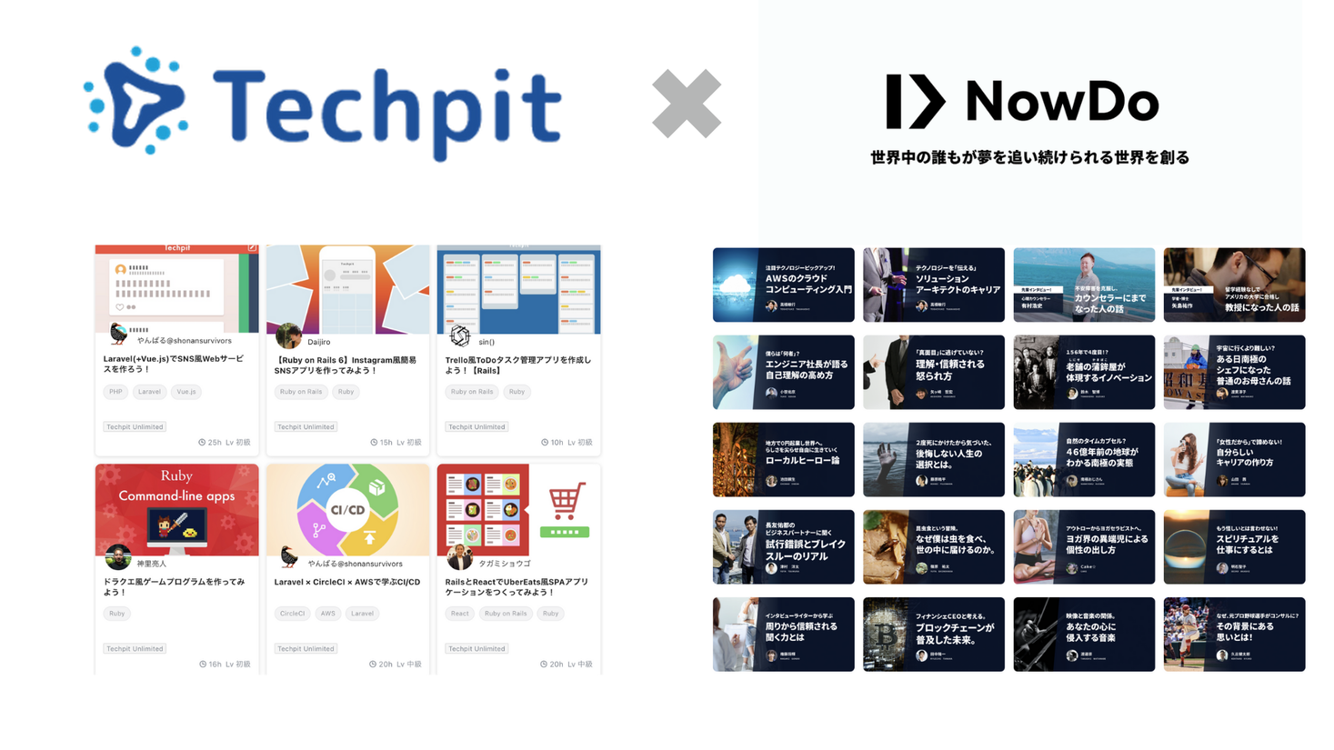プログラミング学習教材マーケットプレイスの「Techpit」、ソーシャルオンラインスクール「NowDo」へ教材提供し、新スキル習得のきっかけを提供する共同イベントを開催。｜株式会社テックピット ...