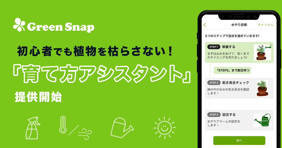 【GreenSnap】初心者でも植物を枯らさない！「育て方アシスタント」をアプリ内で提供開始｜GreenSnap株式会社のプレスリリース
