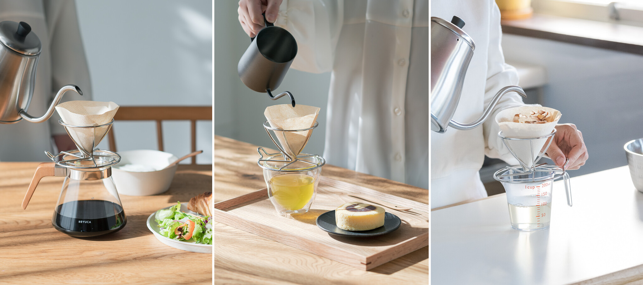 KEYUCAからコーヒーだけでなくお茶や出汁取りまで1台3役以上でマルチに使える“万能ドリッパー”が誕生「croiseステンレスドリッパーS」新発売｜河淳株式会社のプレスリリース