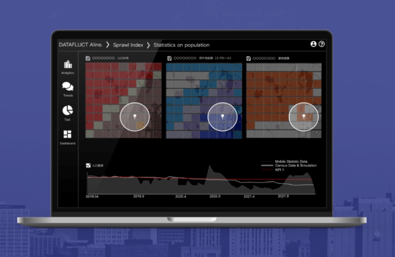 コンパクトシティを推進する衛星データ等を活⽤した都市⽴地適正化サービス「DATAFLUCT aline.」 ｜株式会社DATAFLUCTのプレスリリース