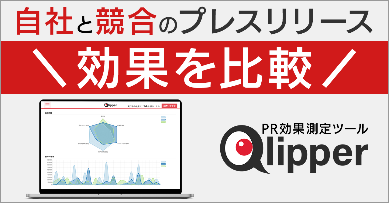 PR効果測定ツールQlipper、プレスリリースの効果で競合調査する機能を追加｜株式会社トドオナダのプレスリリース