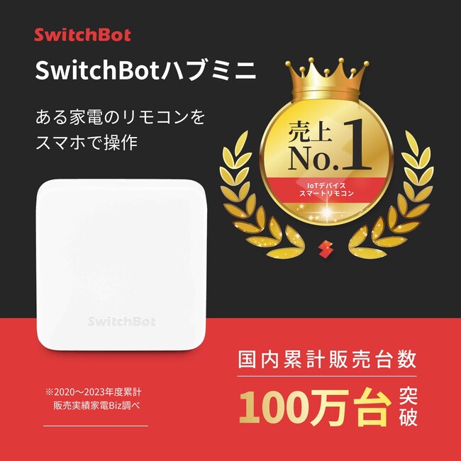 【SwitchBot】日本国内での累計販売台数300万台突破！IoTデバイスブランドNo.1獲得および計4部門で売上No.1に認定｜SWITCHBOT株式会社のプレスリリース