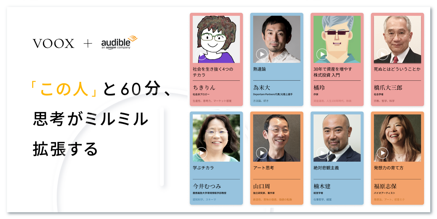 音声教養メディアVOOXが「Audible」と連携し、コンテンツ提供を開始｜Moon Creative Lab Inc.のプレスリリース