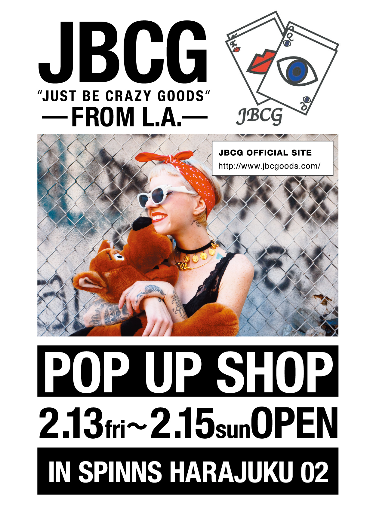JBCG -from L.A- SPINNS HARAJUKU 2号店にてPOP UP SHOP開催決定｜株式会社ヒューマンフォーラムのプレスリリース