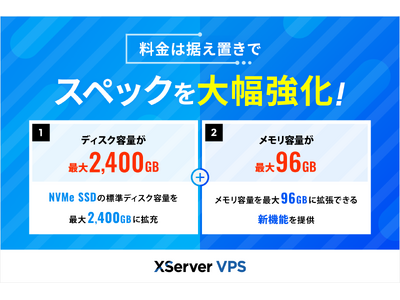 サーバー性能・コスパNo.1の『XServer VPS』、2月上旬にスペックを大幅強化！ディスク容量が最大24倍＆メモリ1.5倍でさらに圧倒的なサーバー環境へ 企業リリース | 日刊工業新聞 電子版