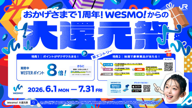 【写真】つかった分だけWESTERポイント4%還元！（いつもの8倍） さらに特別な体験が当たる!!Wesmo!誕生1周年の大還元祭を6月1日 ...